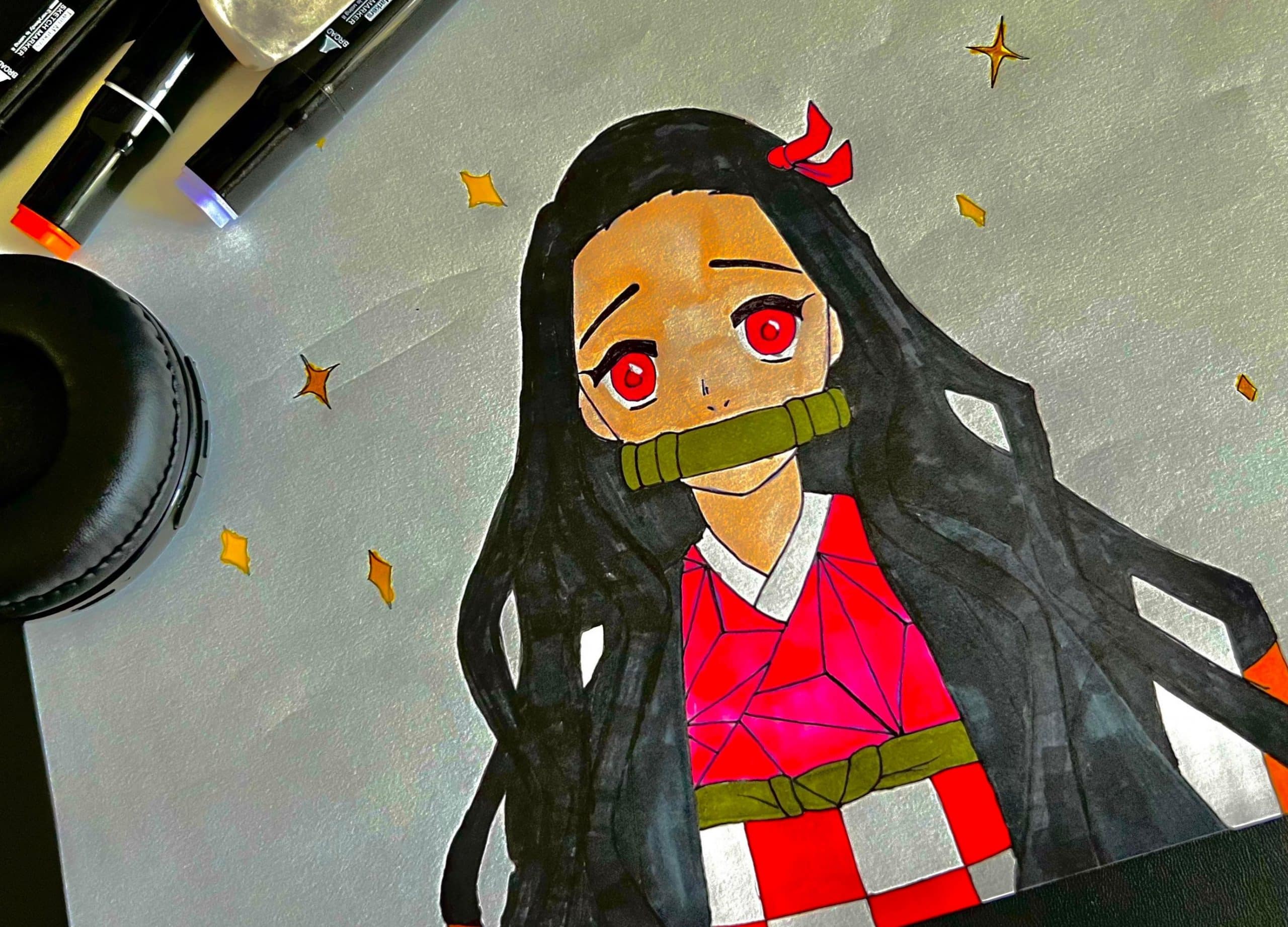 Draw on paper Nezuko Anime- Traditional Art