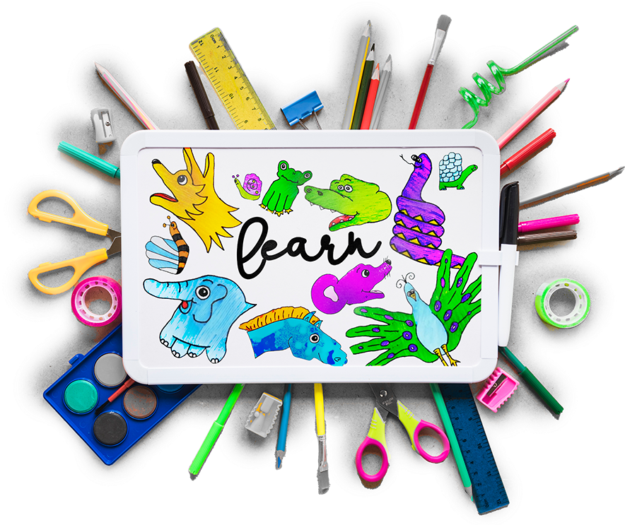 Draw on paper a series of "Animals using your hand as guideline ...