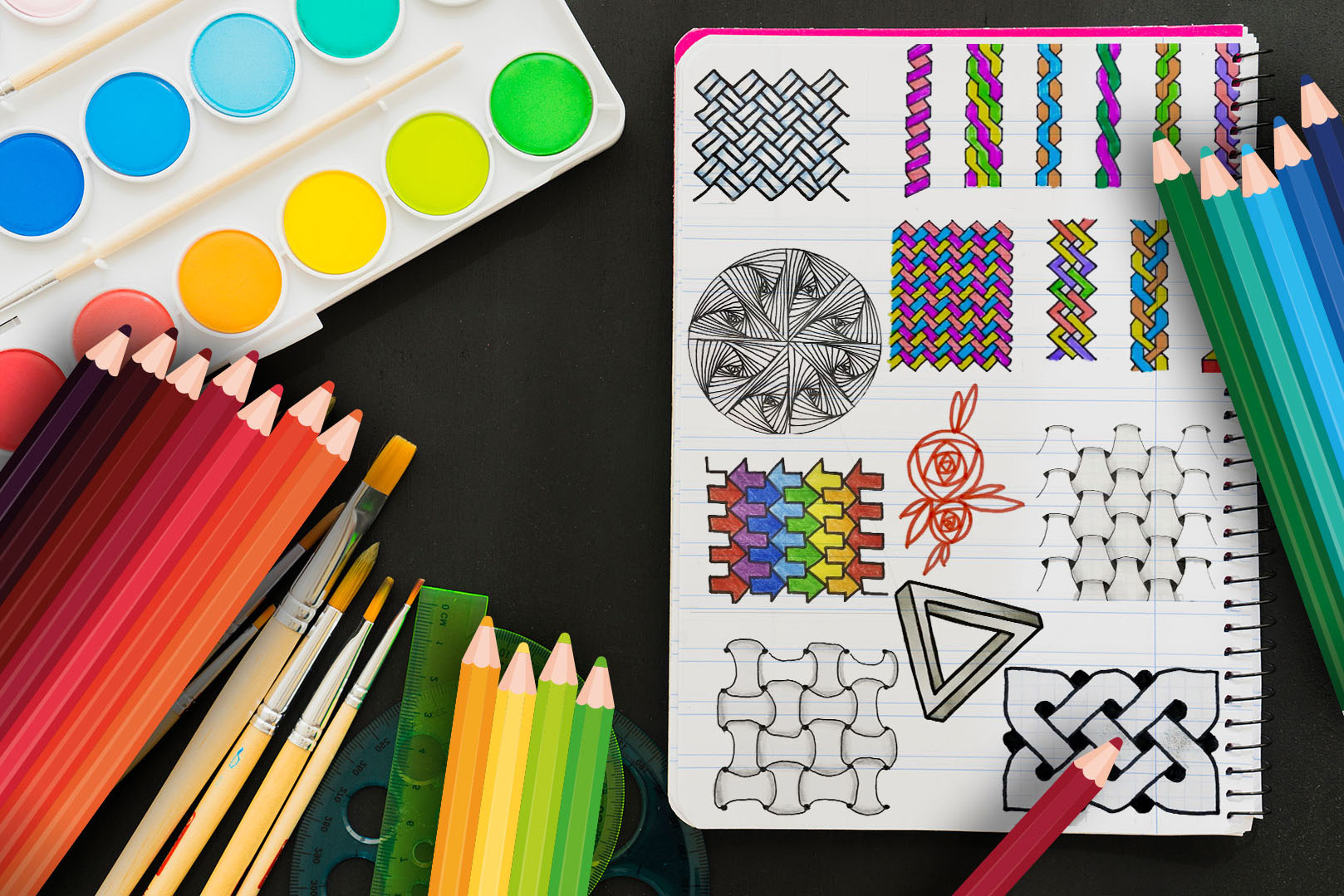 Draw on paper a series of "Beautiful Simple Patterns" - Traditional Art ...