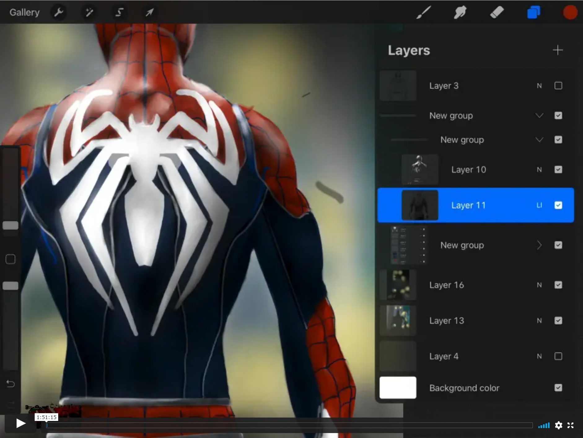 Drawing a digital Marvel (SpiderMan) heroes illustration