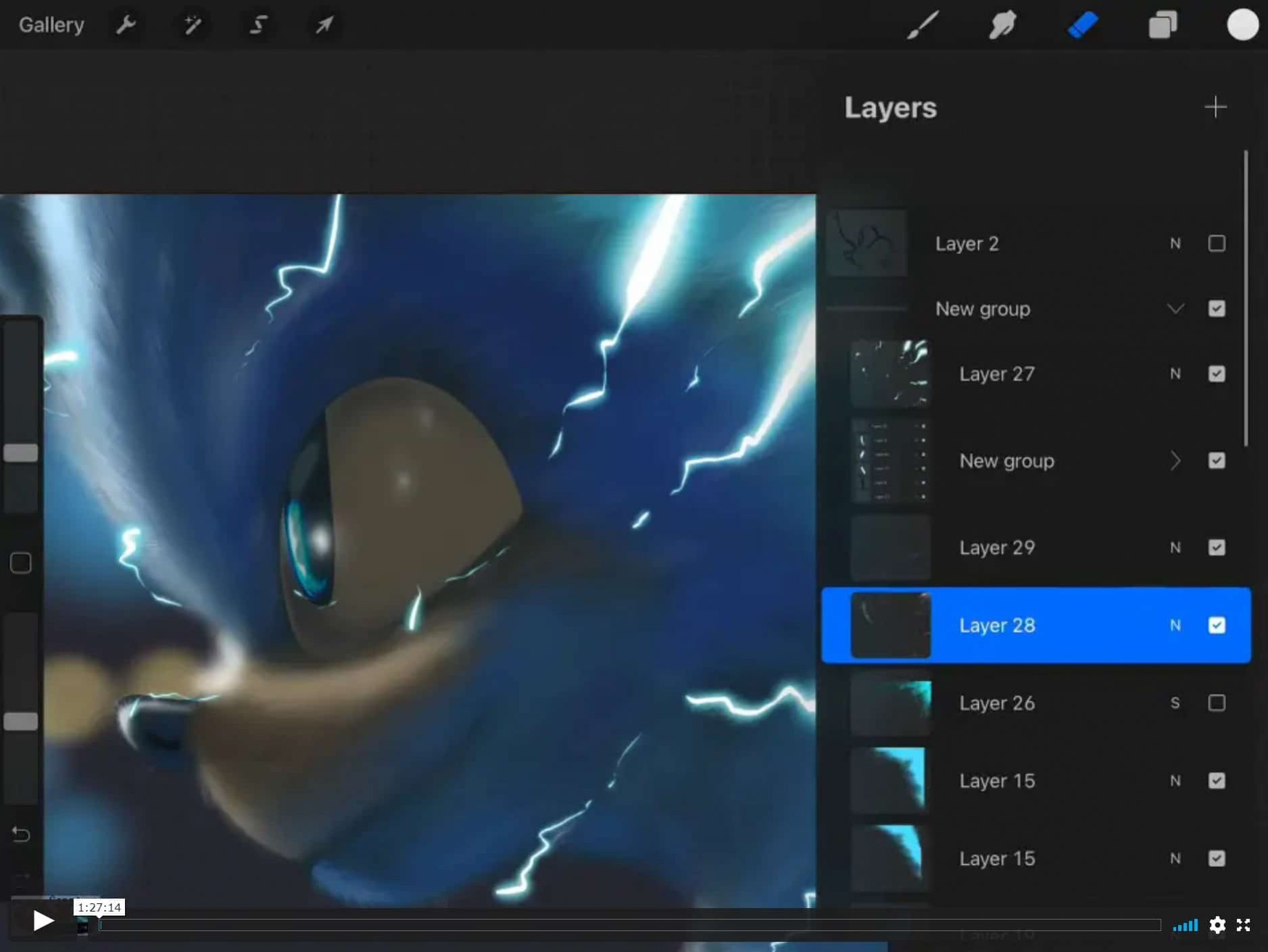 Drawing realistic digital illustration of Sonic the Hedgehog