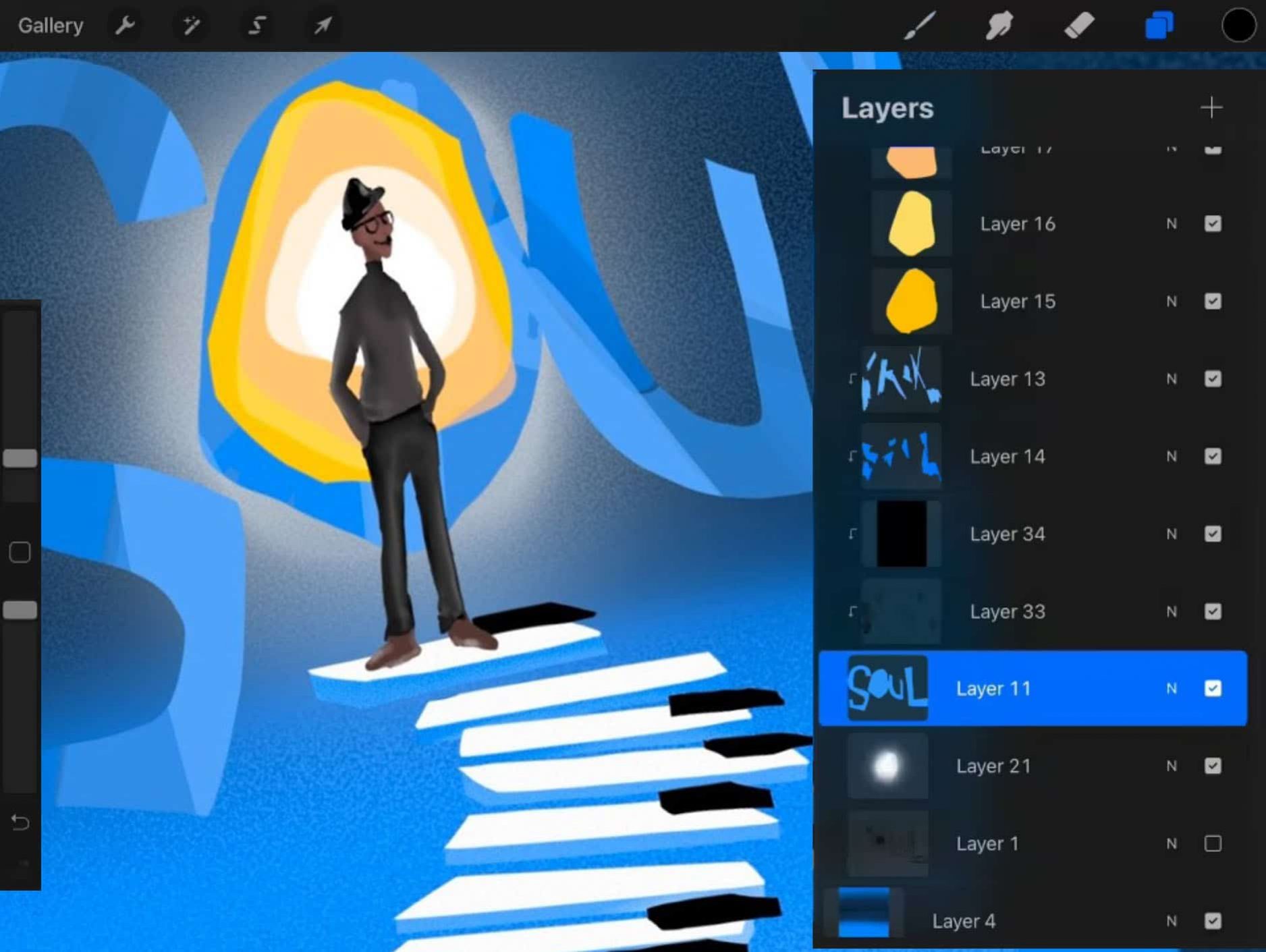 Drawing digital poster of "Soul" a Pixar Movie film