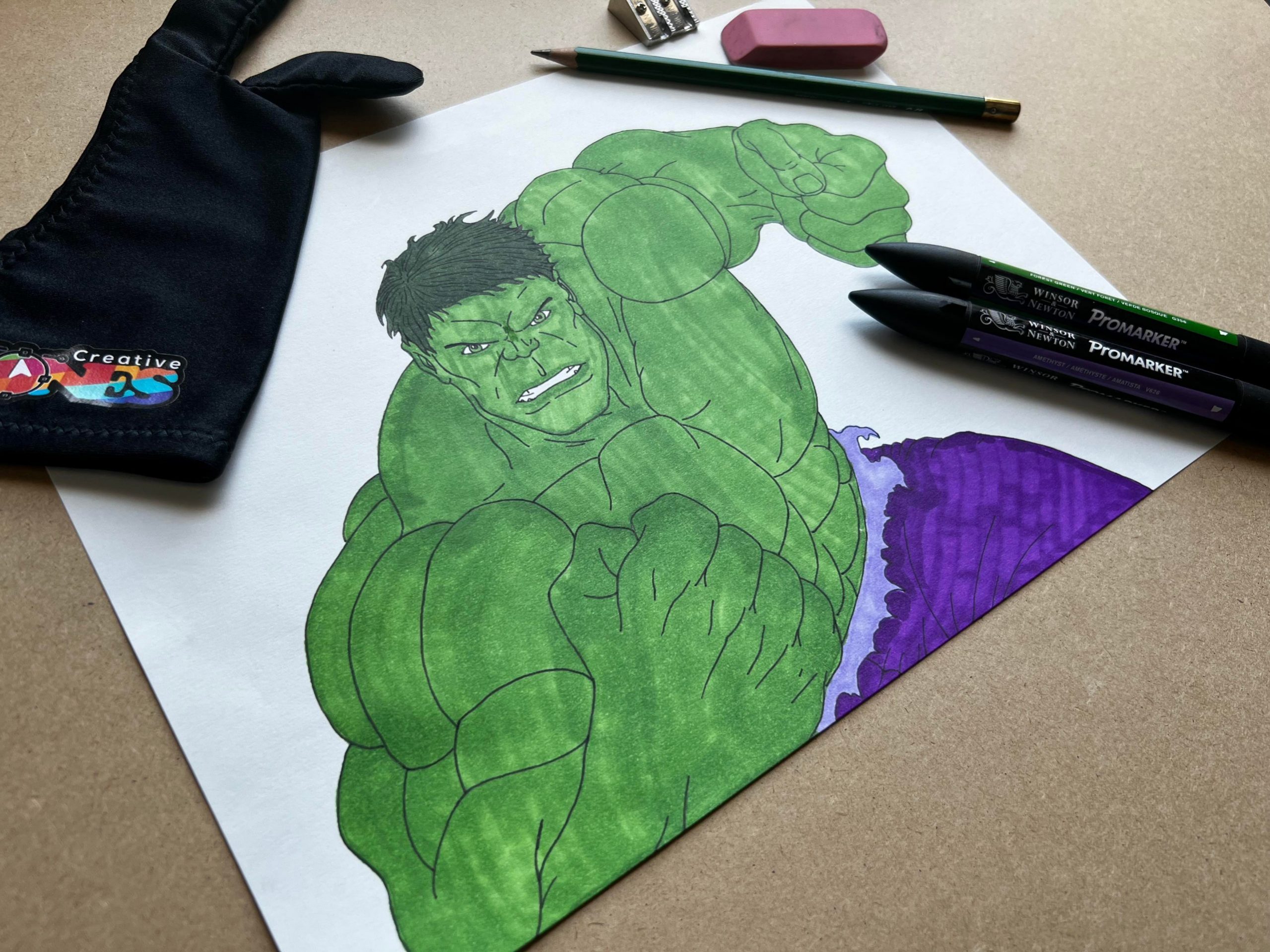 Draw on paper Hulk- Traditional Art on Paper
