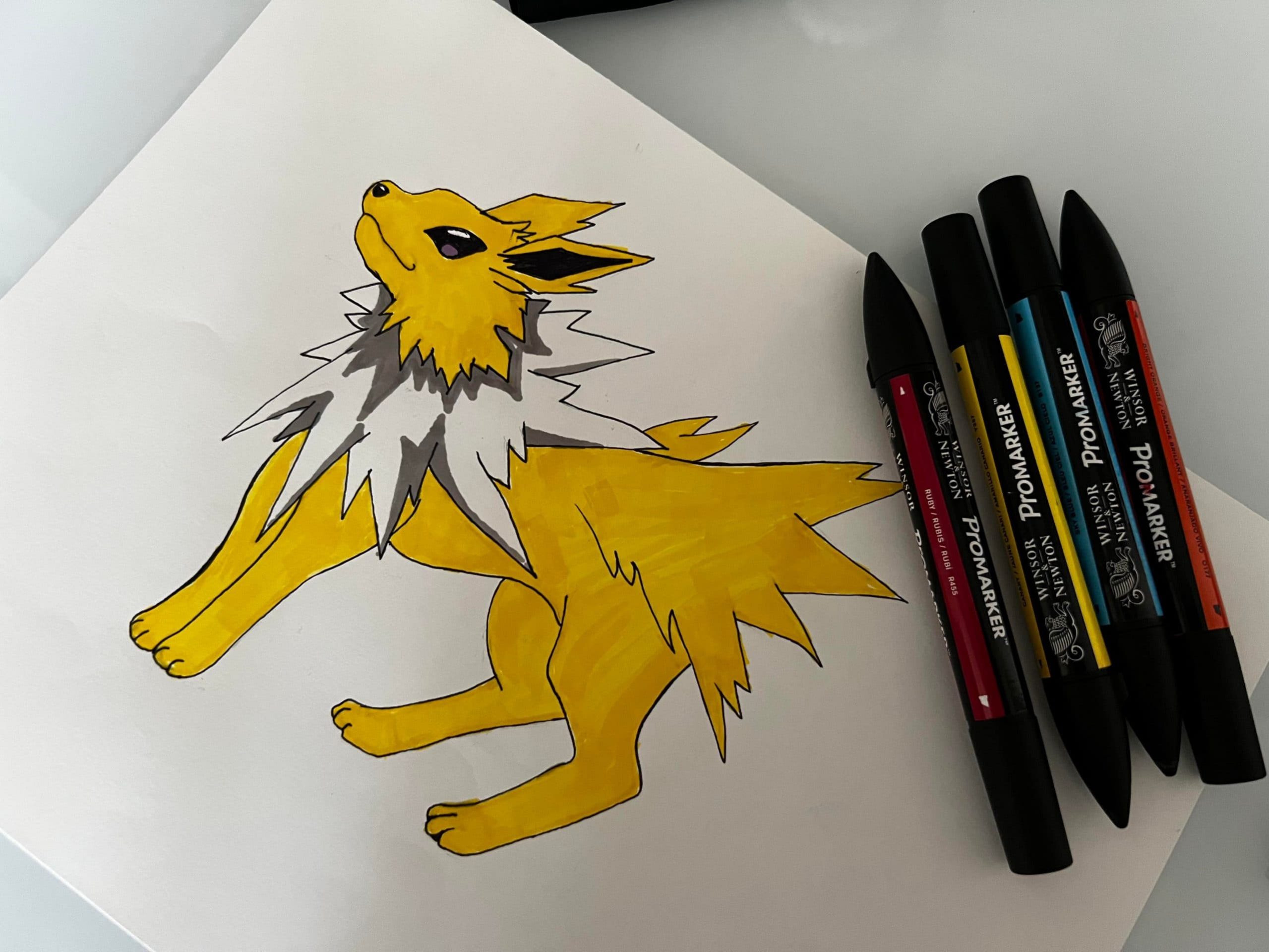 Draw on paper Pokémon Jolteon- Traditional Art on Paper