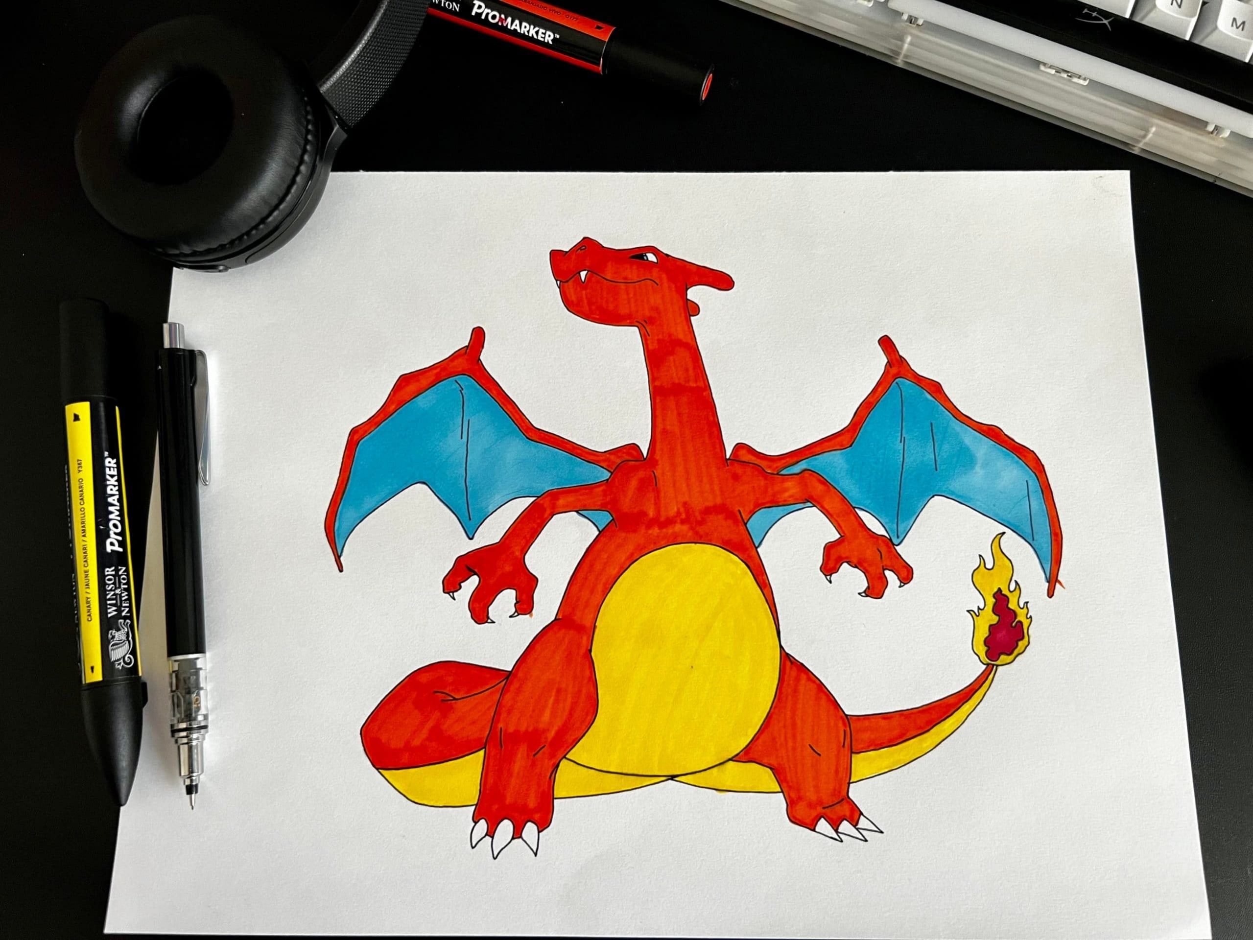 Draw on paper Pokémon Charizard - Traditional Art on Paper