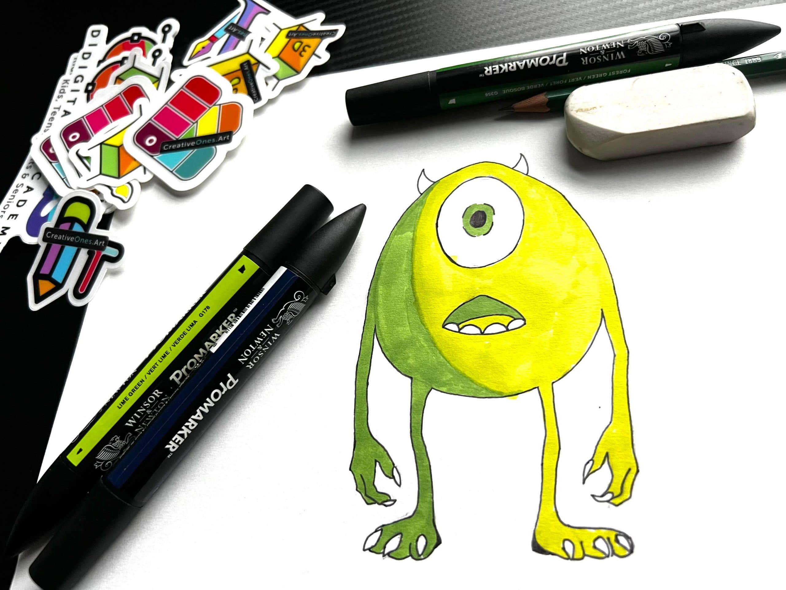 Draw on paper Mike Wazowski- Traditional Art on Paper