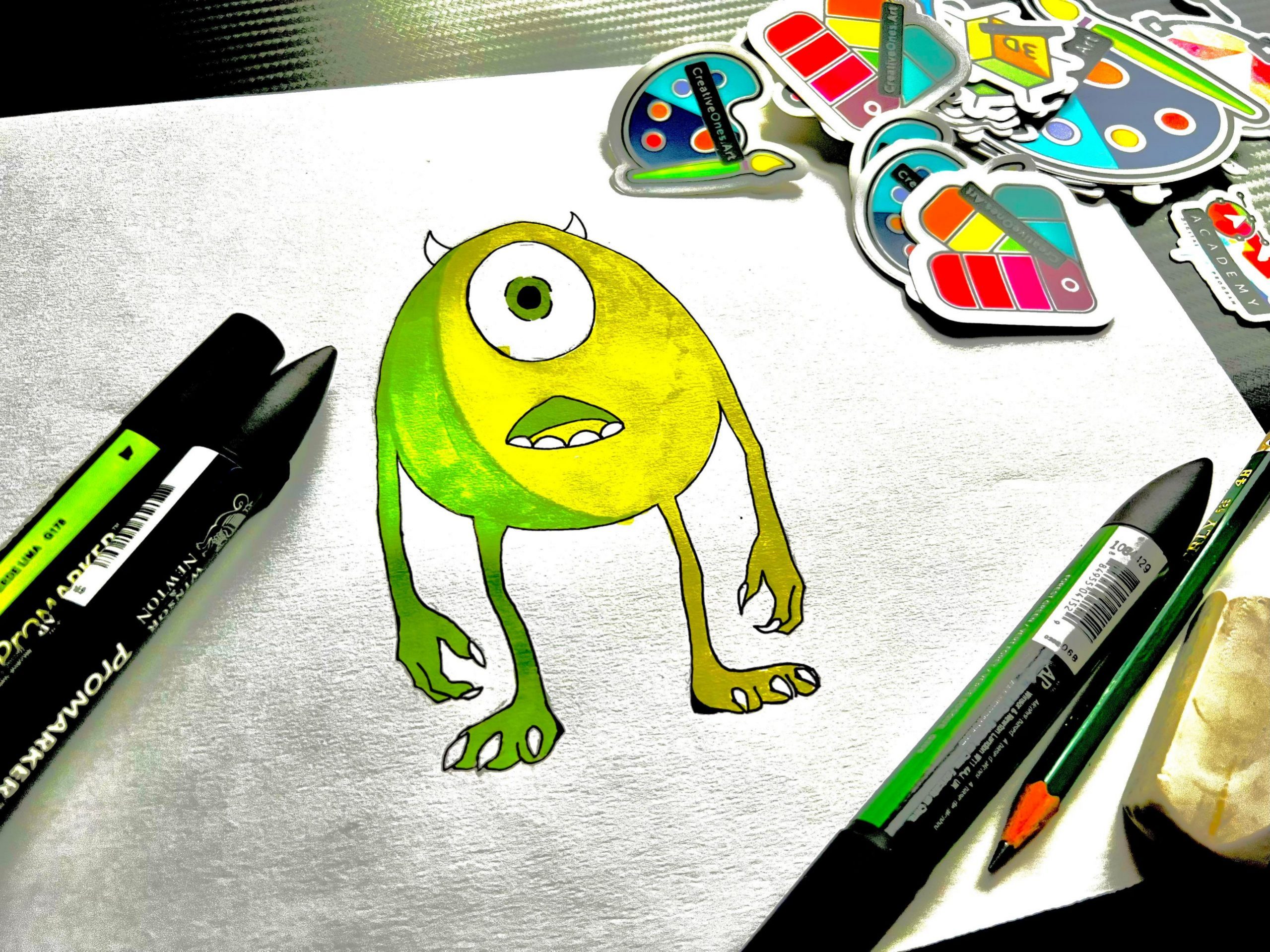 Draw on paper Mike Wazowski- Traditional Art on Paper