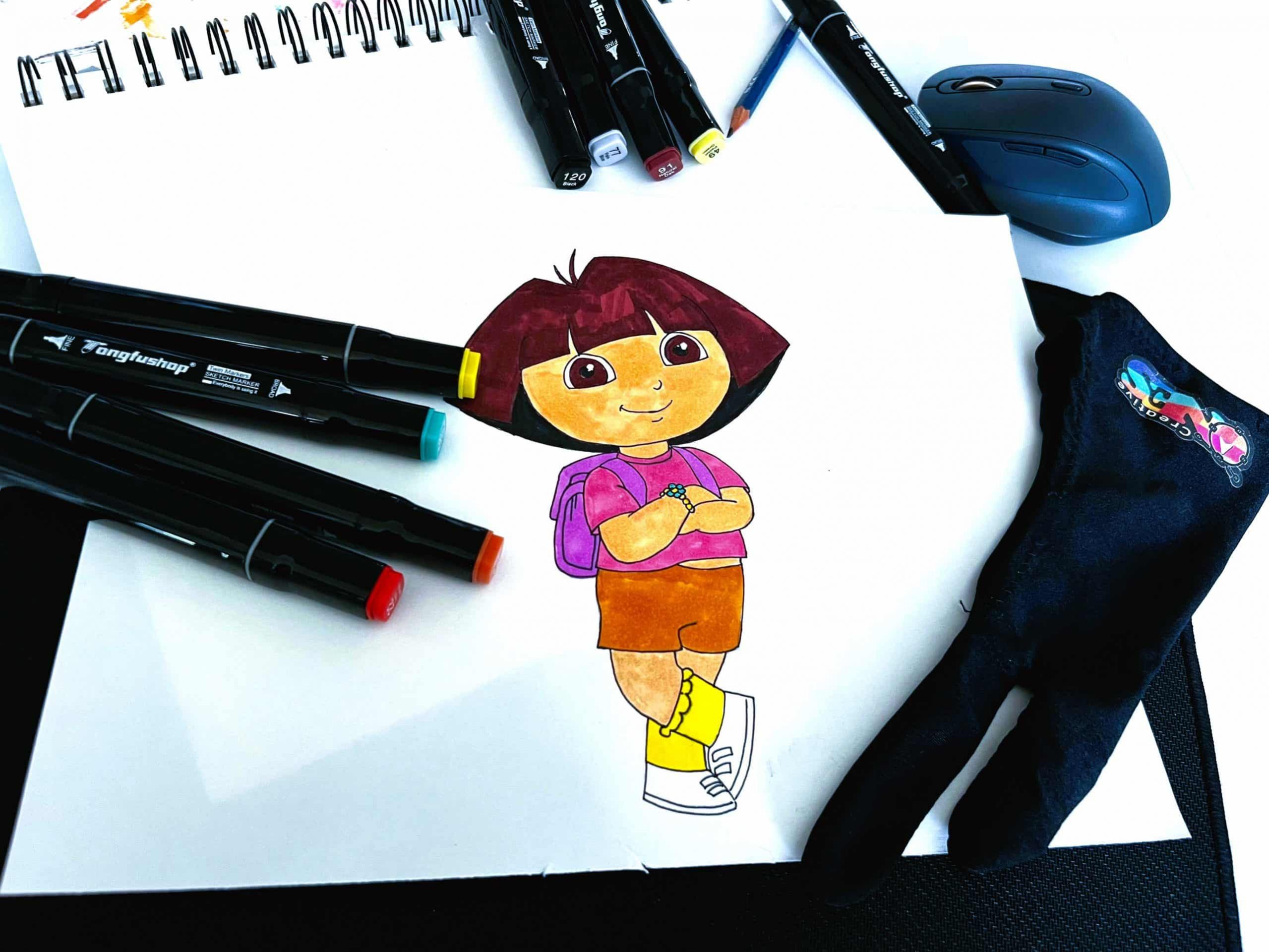 Draw on paper Dora la Exploradora - Traditional Art