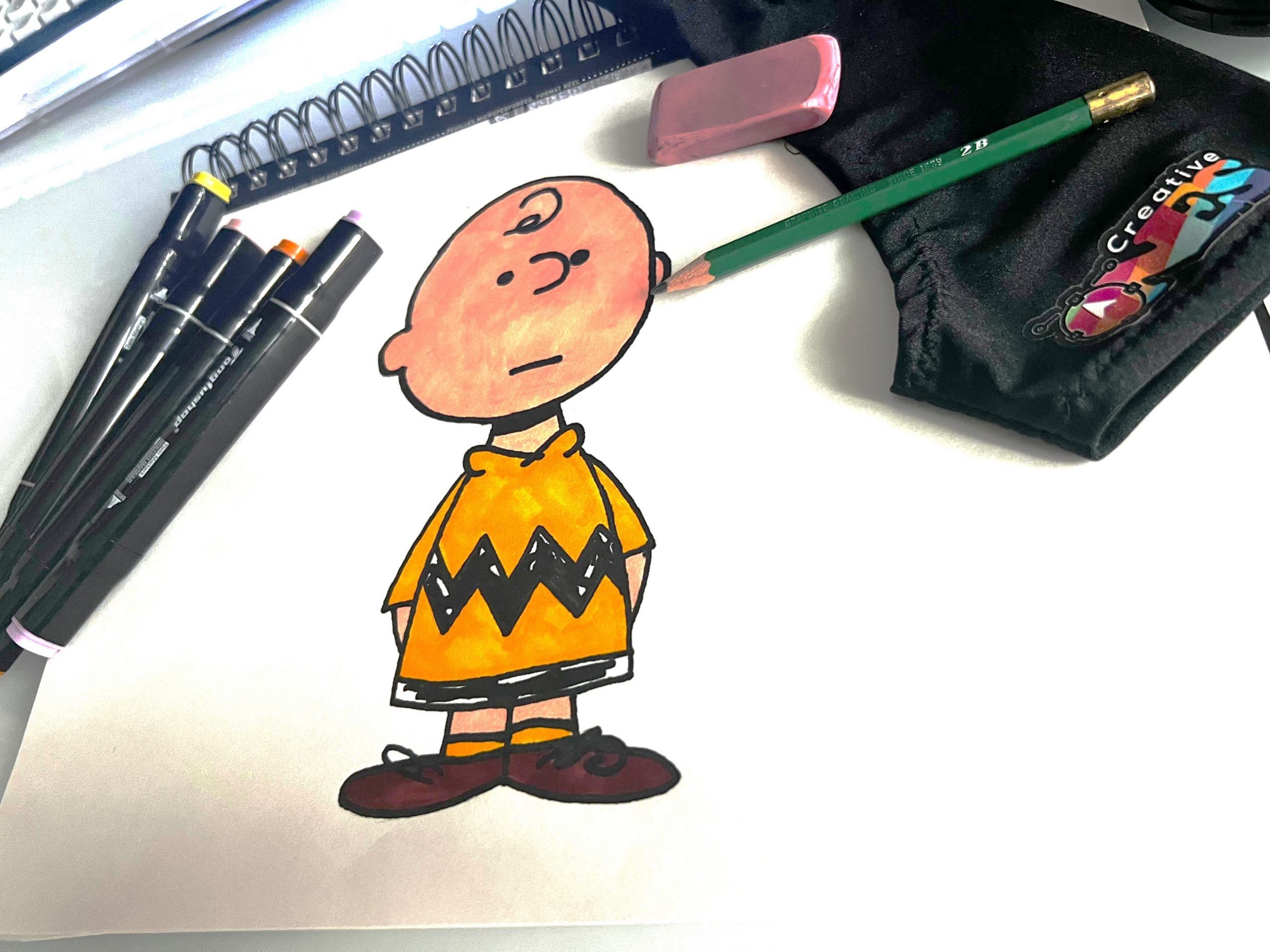 Draw on paper Charlie Brown- Traditional Art