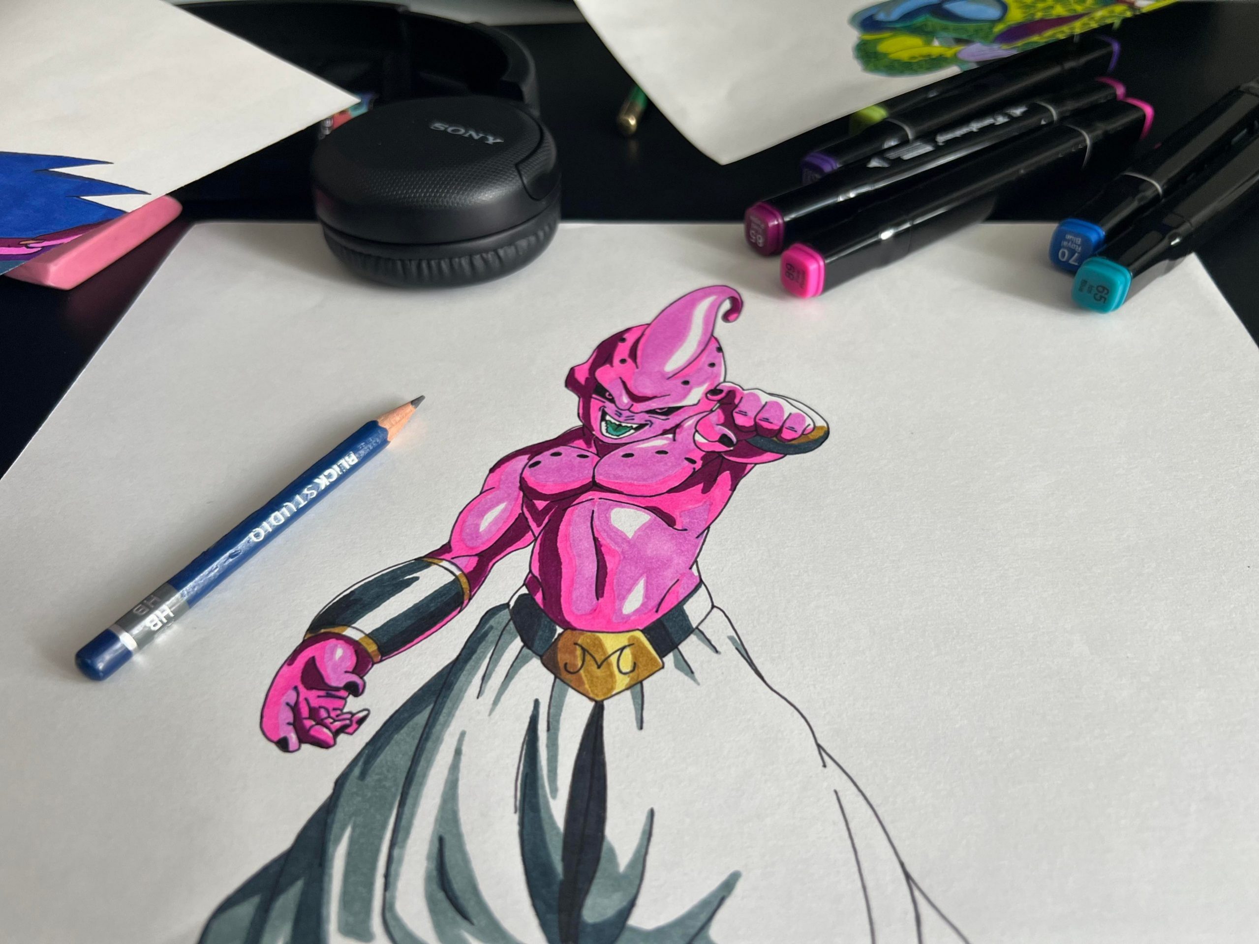 Draw Anime Kid Buu on paper- Traditional Art